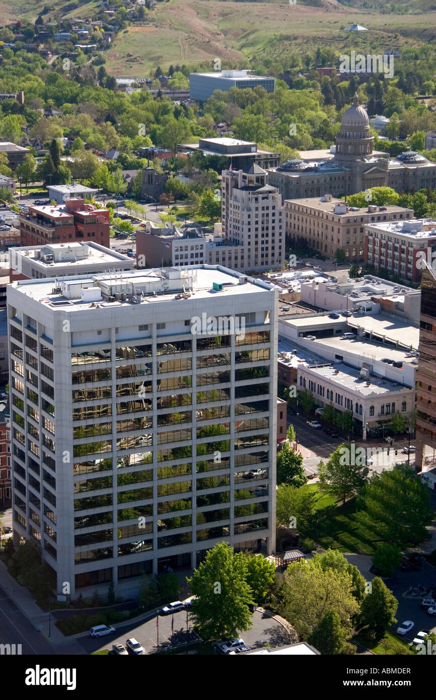 Aerial view of the One Capitol Center Building in downtown Boise Idaho ...