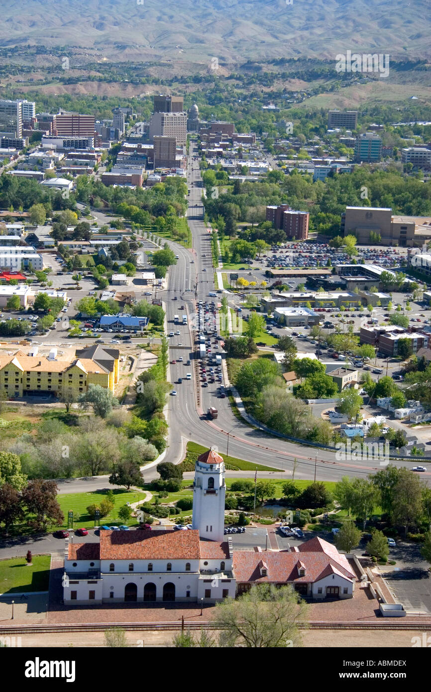 Aerial view of the Boise Depot and capitol boulevard in Boise Idaho ... Aerial view of the Boise Depot and capitol boulevard in Boise Idaho ...