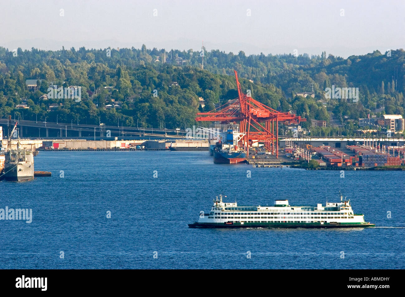 Washington State Ferry Boat in Elliott Bay at Seattle Washington Stock ...