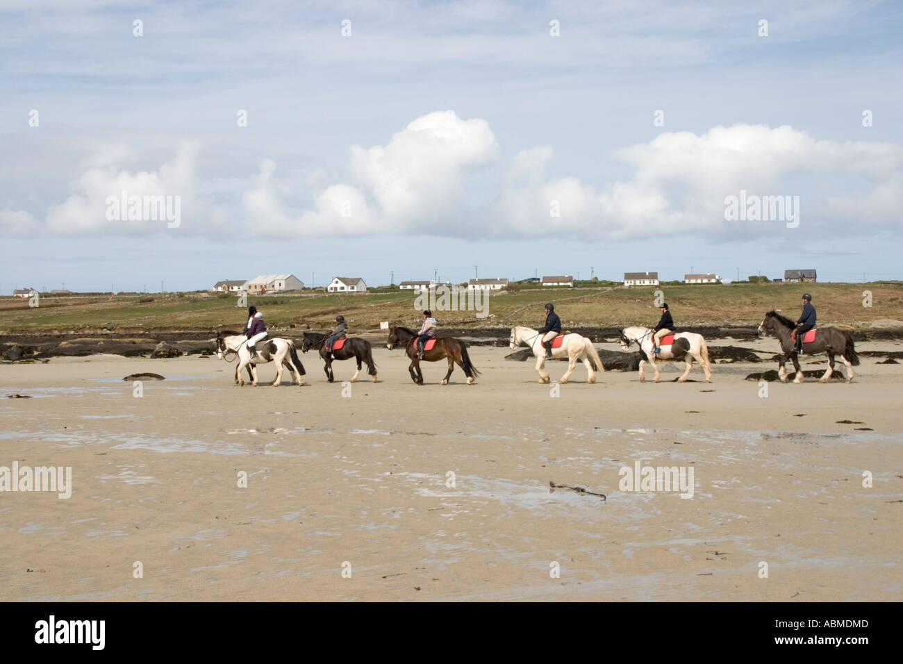 Horse riders on beach Omey strand Connemara Ireland Stock Photo - Alamy
