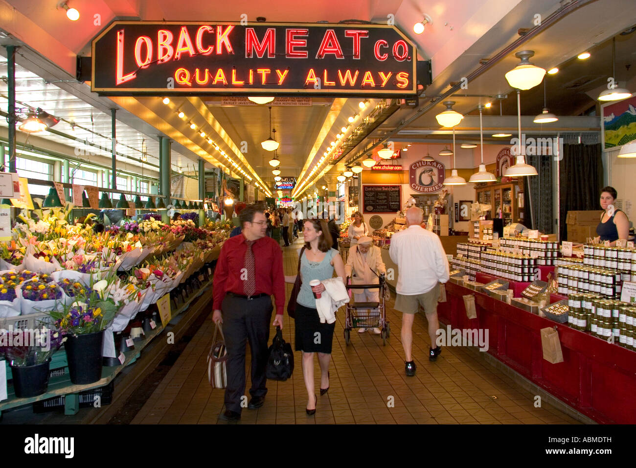 Interior of the Pike Place Market in Seattle Washington Stock Photo - Alamy