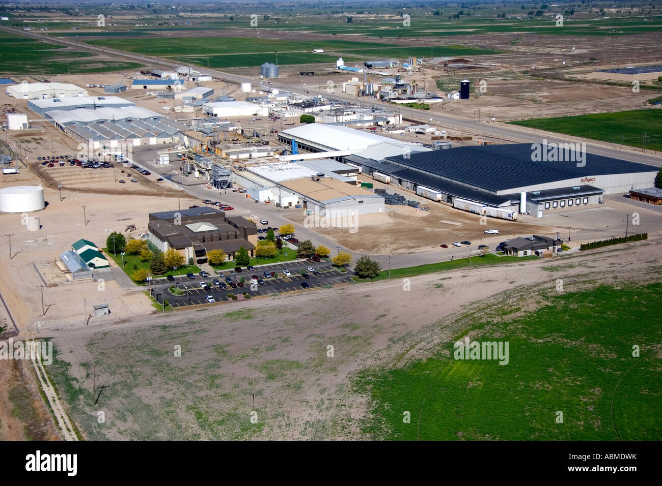 Aerial view of the Simplot potato processing plant in Caldwell Idaho ...