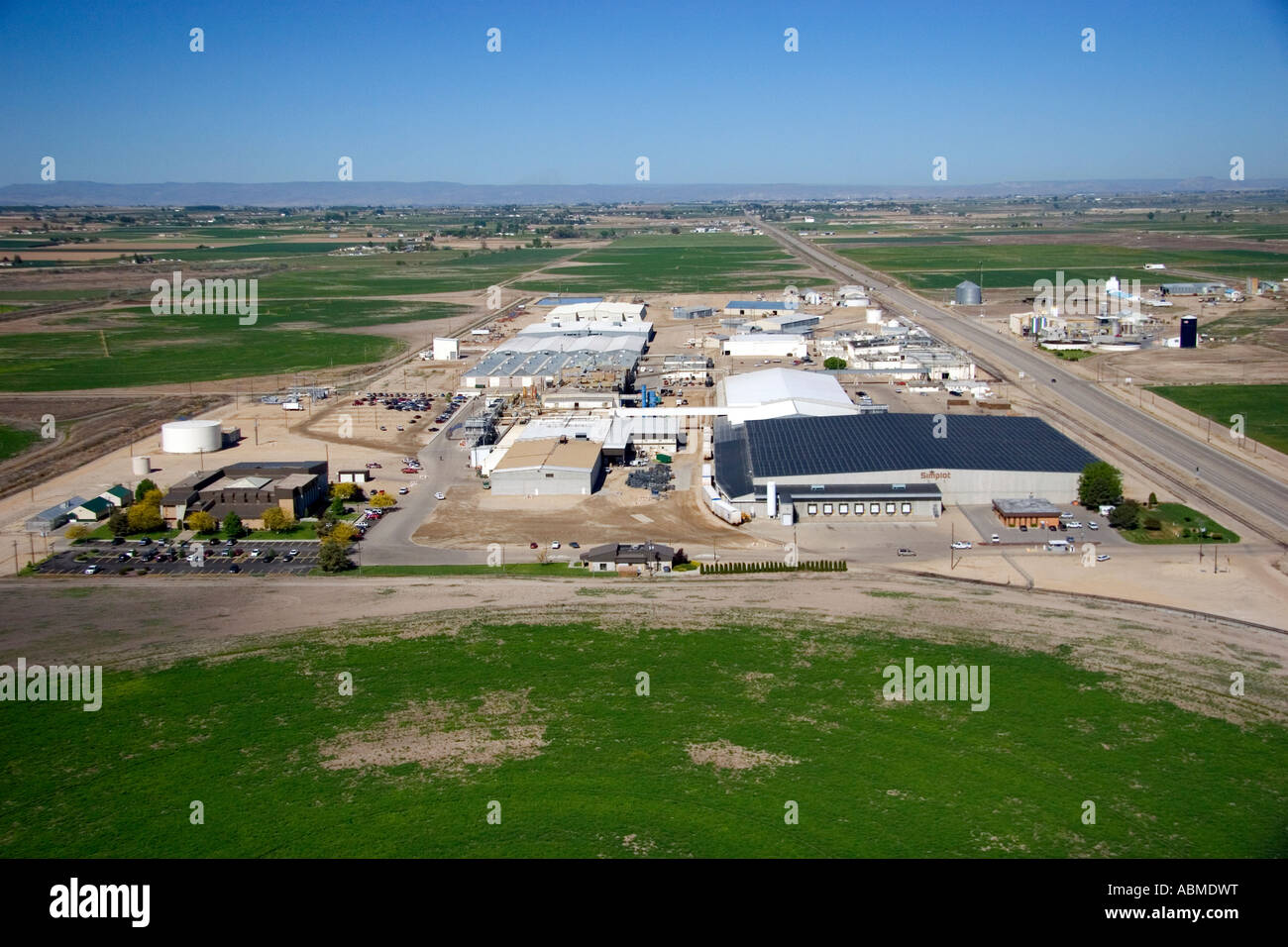 Aerial view of the Simplot potato processing plant in Caldwell Idaho ...