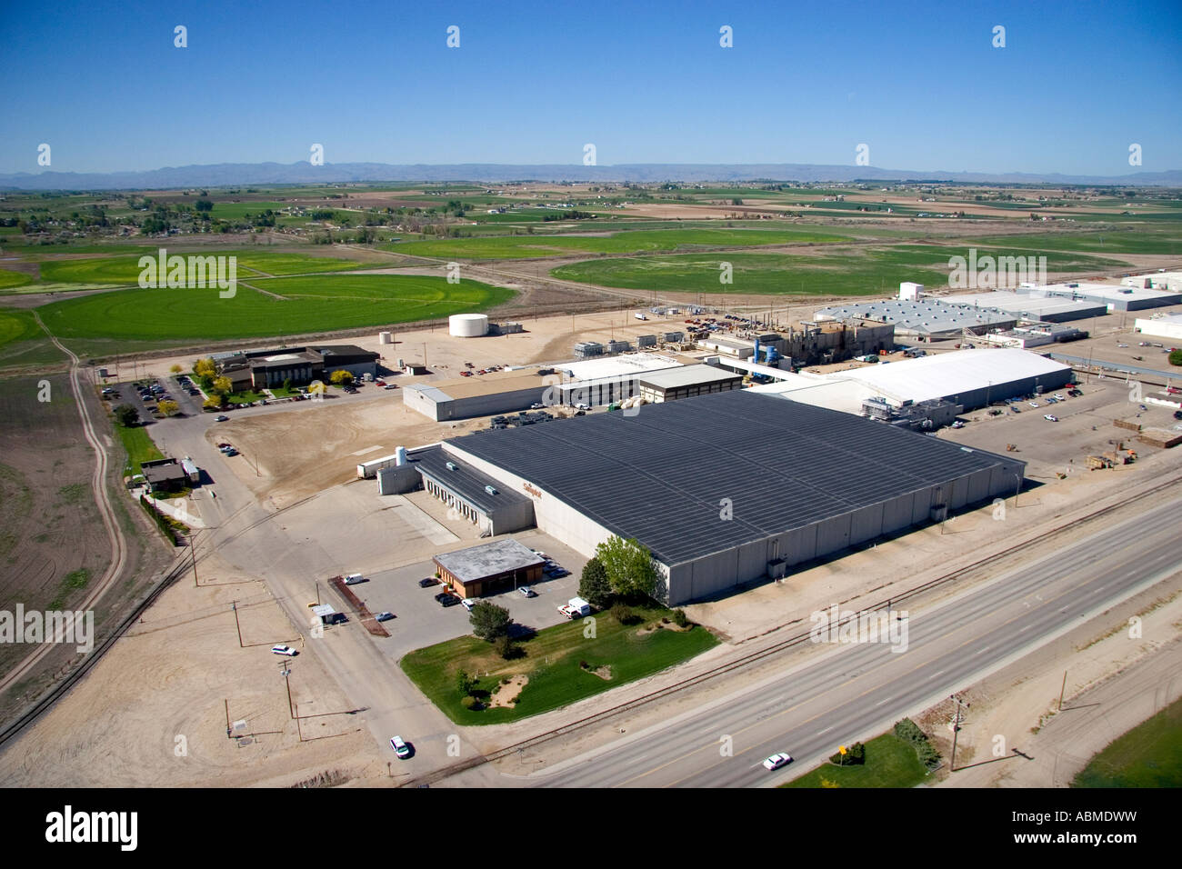 Aerial view of the Simplot potato processing plant in Caldwell Idaho ...