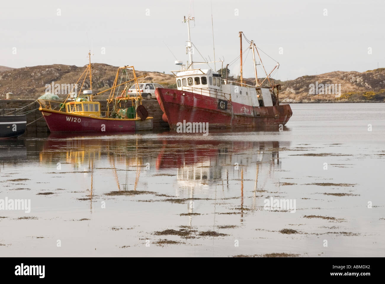 Fishing boats Ballynakill harbour Letterfrack Connemara Ireland Stock ...