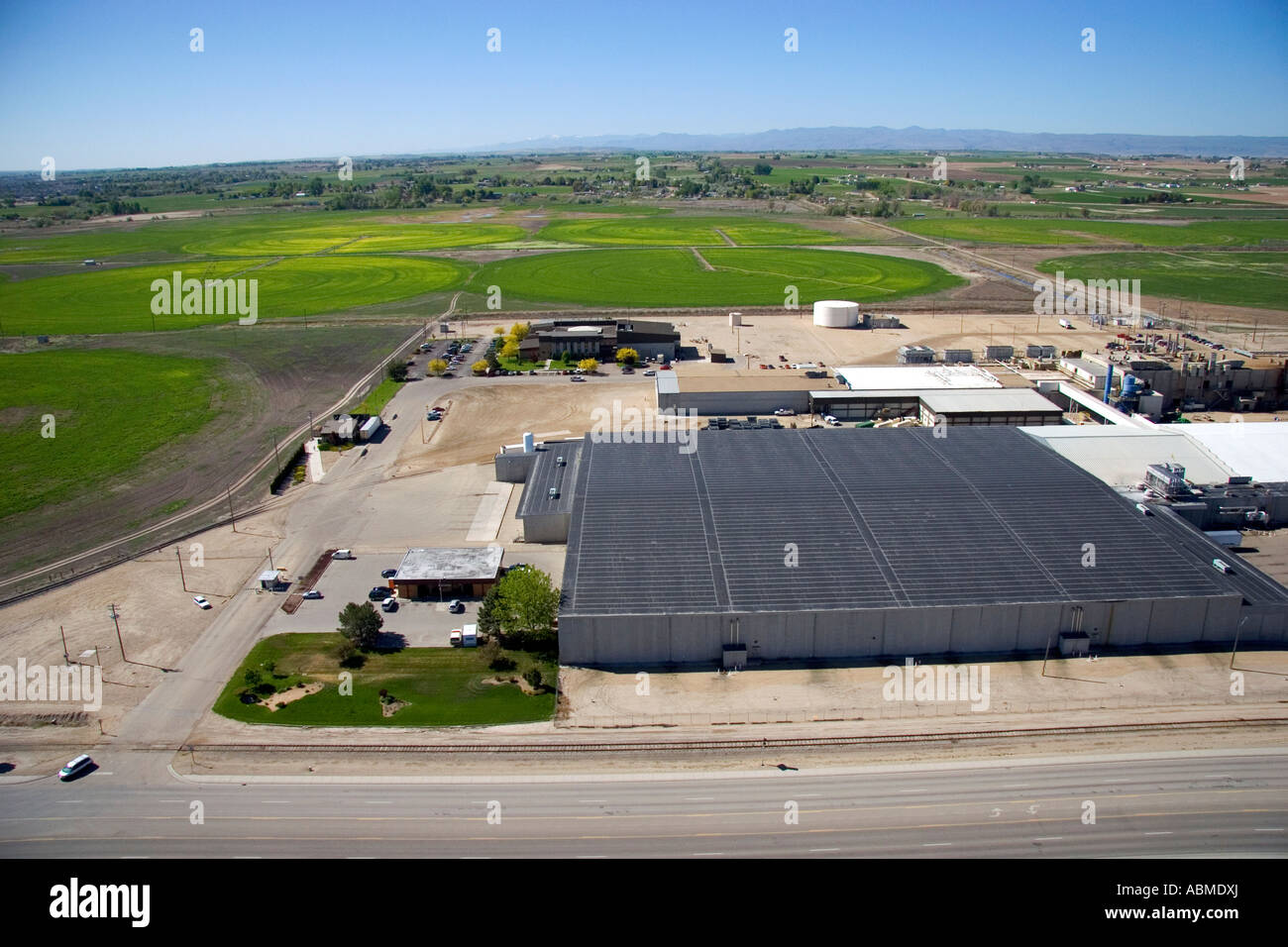 Aerial view of the Simplot potato processing plant in Caldwell Idaho ...