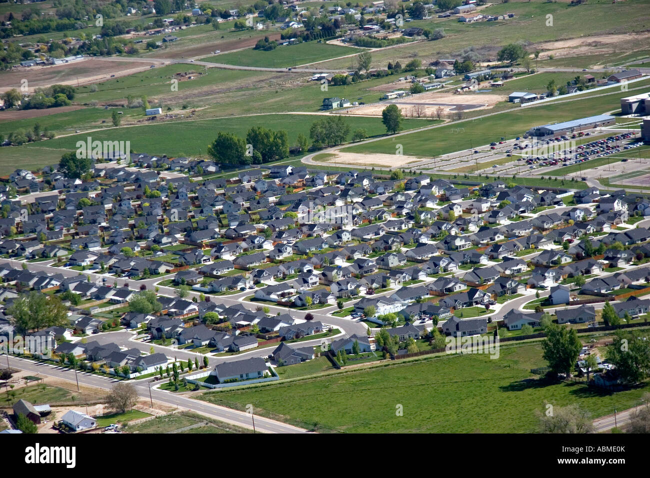Aerial view of suburban housing development in Canyon County Idaho ...