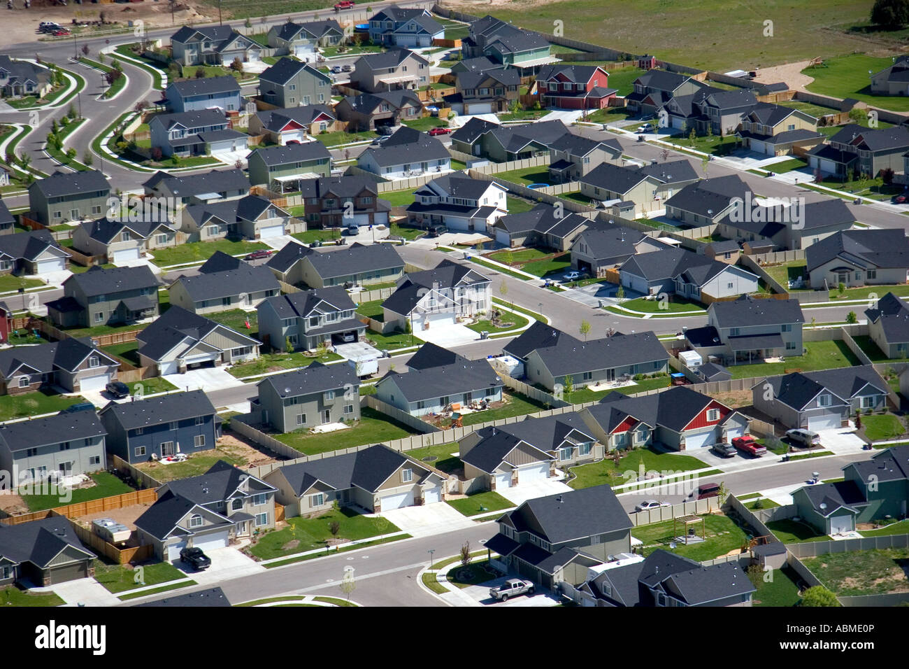 Aerial view of suburban housing development in Canyon County Idaho ...