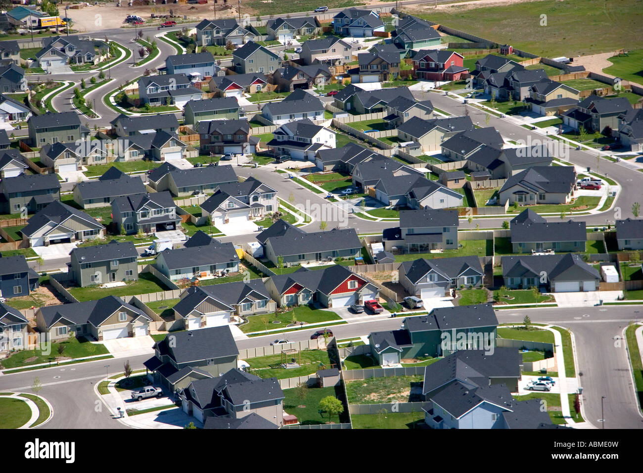 Aerial view of suburban housing development in Canyon County Idaho ...