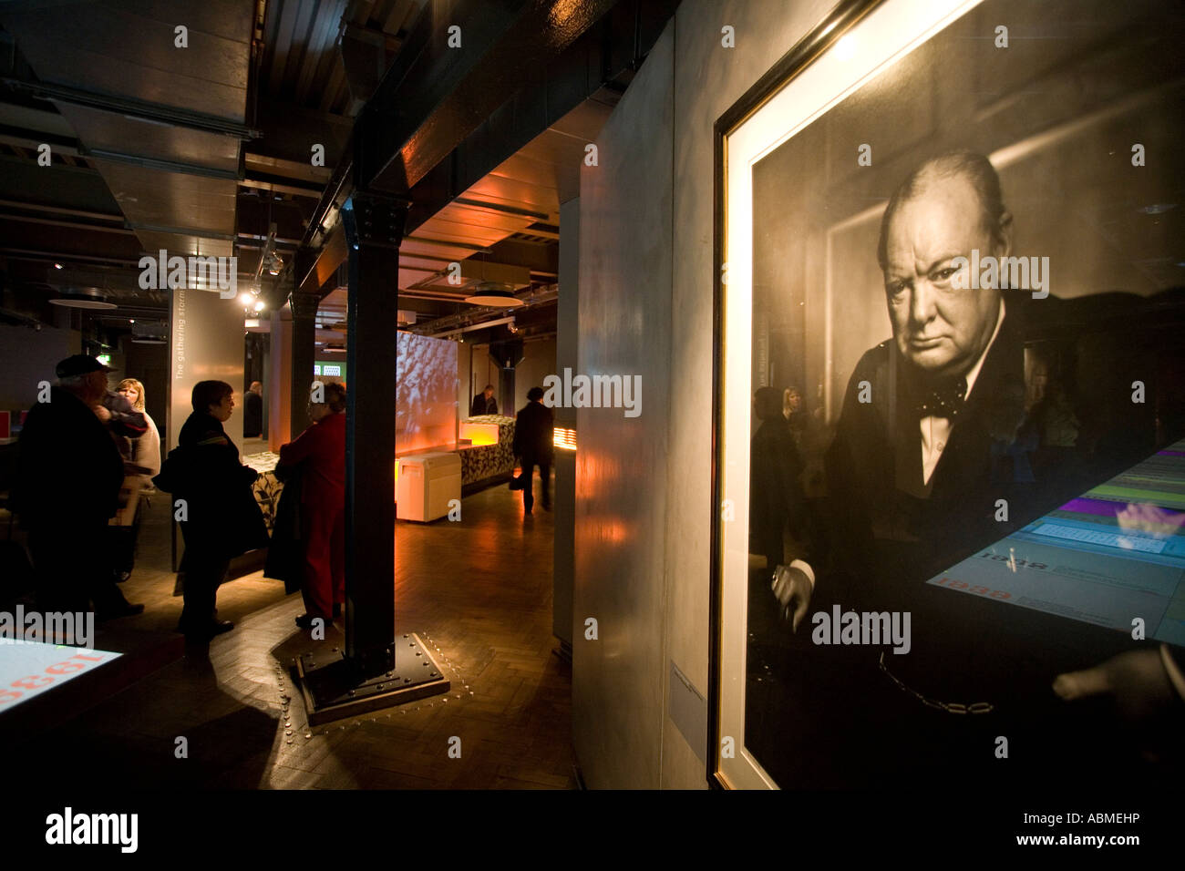 Winston Churchill portrait in Churchill museum in London Stock Photo ...