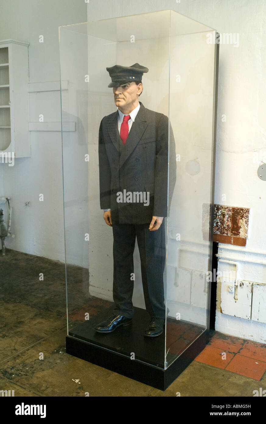 Life size Alcatraz prison guard or warder model in glass case Stock ...