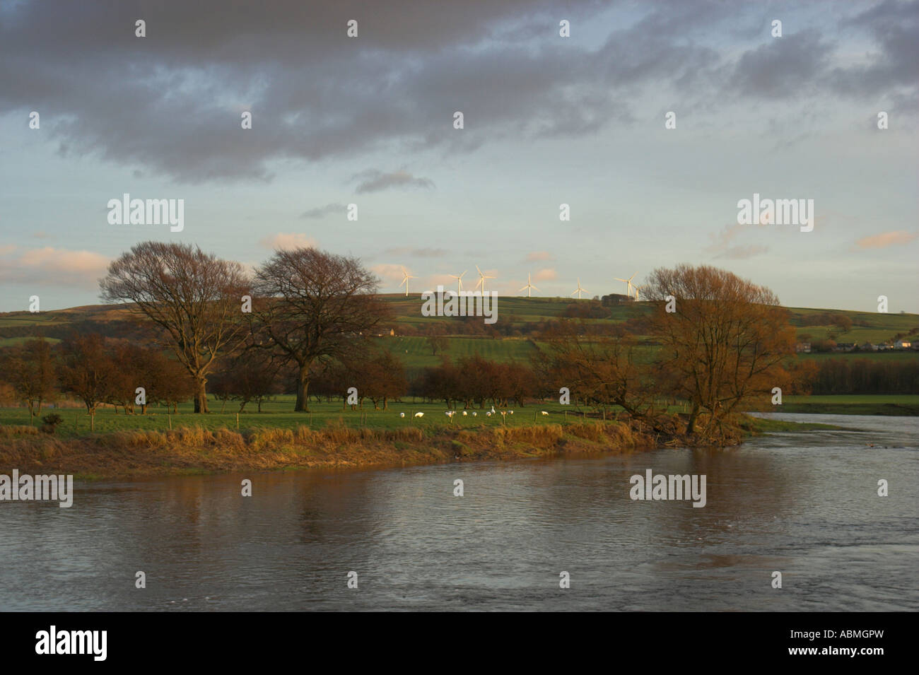 horizontal landscape photo of the river lune in lancashire in a valley ...