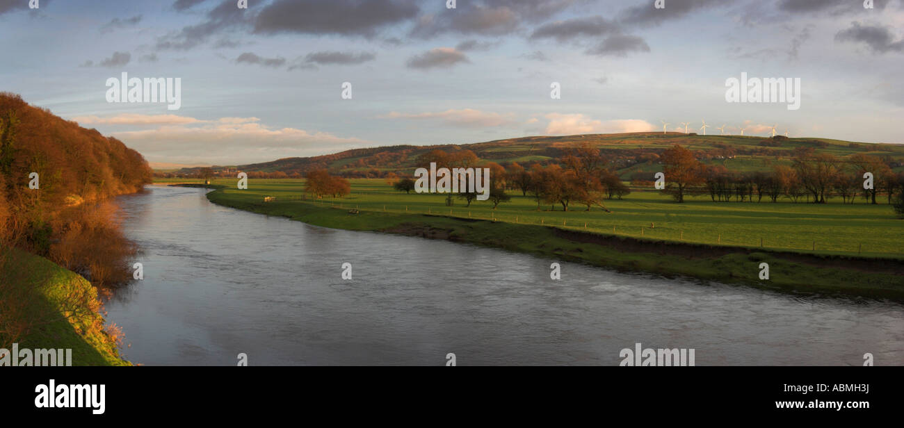 horizontal panoramic landscape photo of the river lune in lancashire in ...