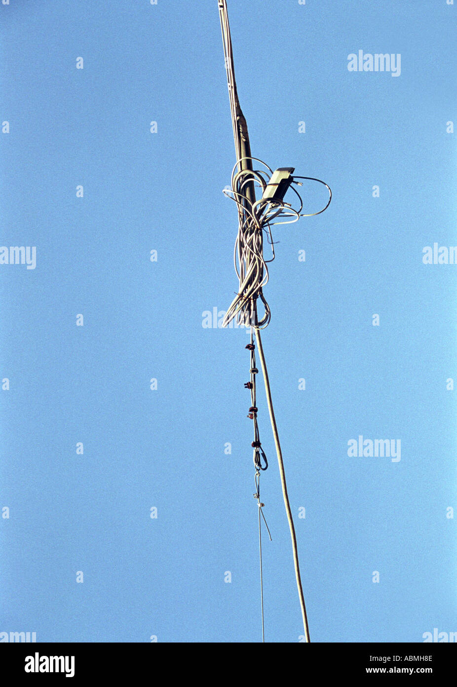 tangled wiring on rigging Stock Photo - Alamy