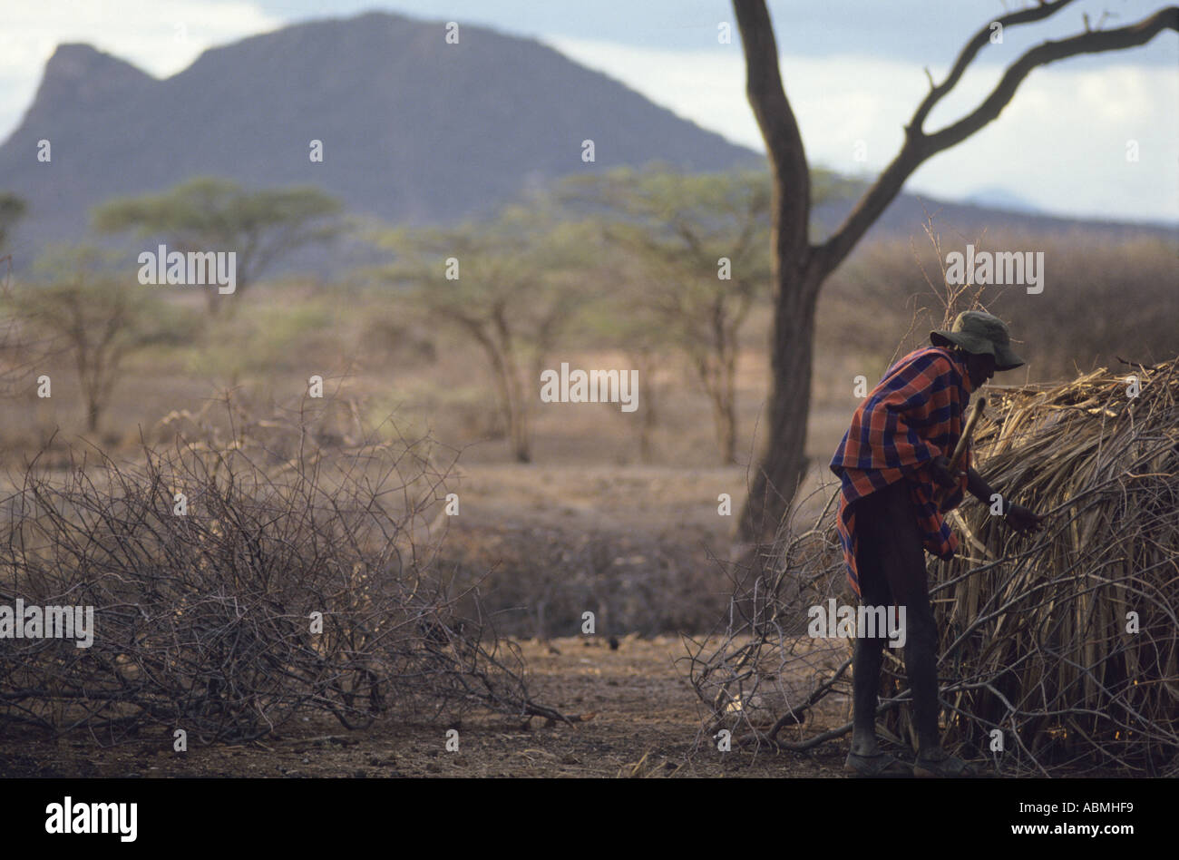 Turkana family manyatta in the northern area of Turkana Land Kenya ...