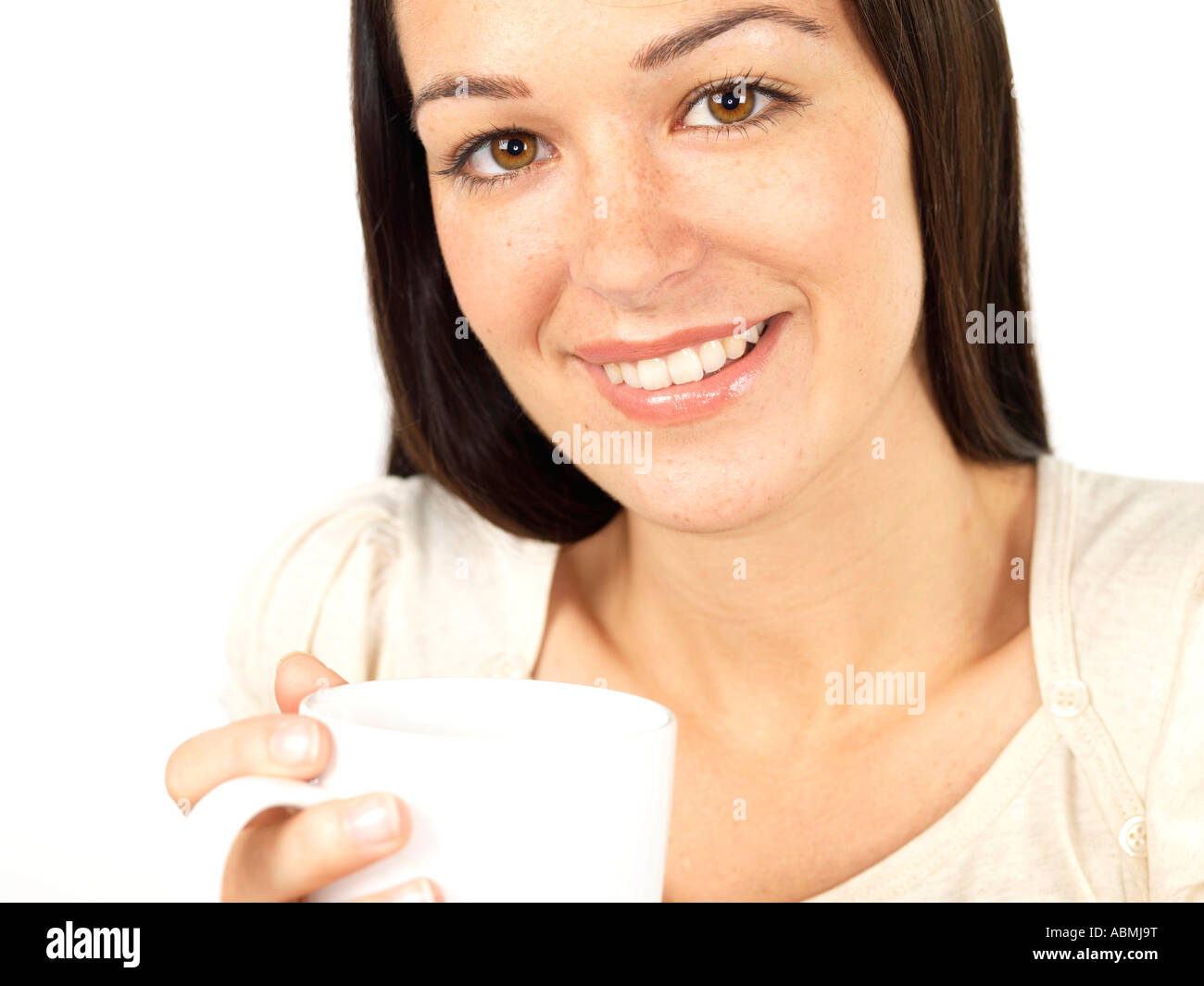 Young Woman Drinking Tea Model Released Stock Photo - Alamy