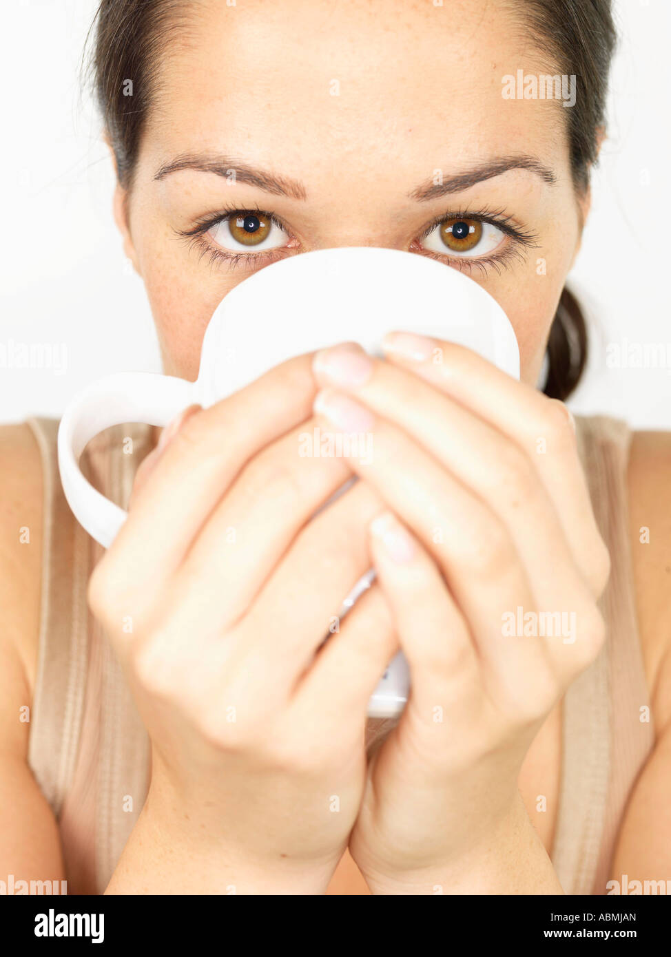 Young Woman Drinking Tea Model Released Stock Photo - Alamy