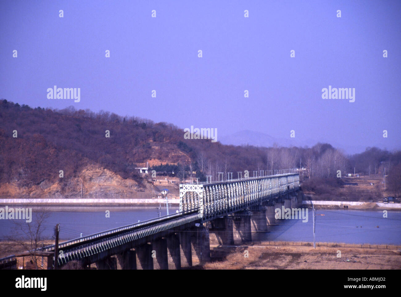 Freedom bridge across the DMZ that connects North and South Korea. P ...