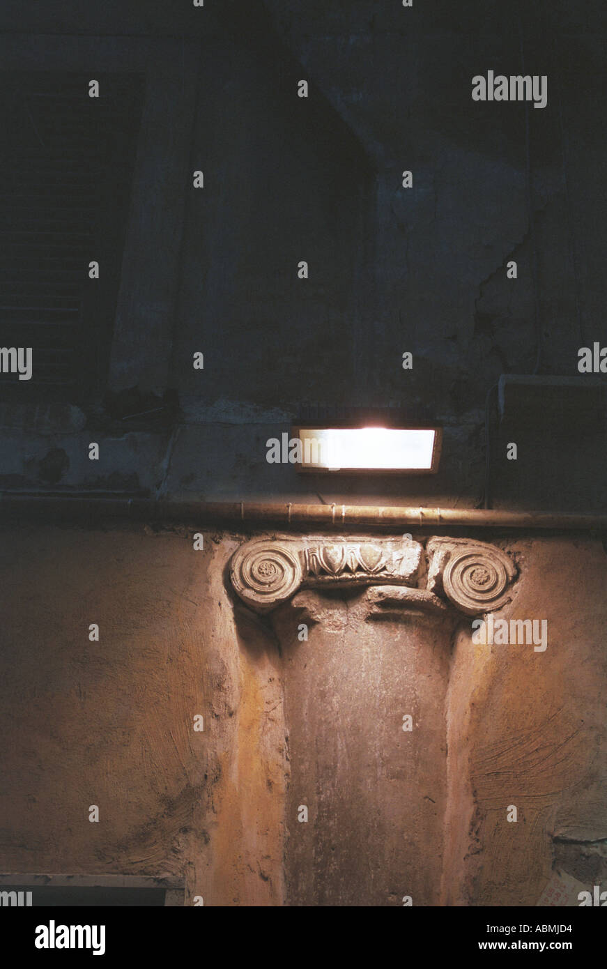 roman doric column under street light rome Stock Photo - Alamy