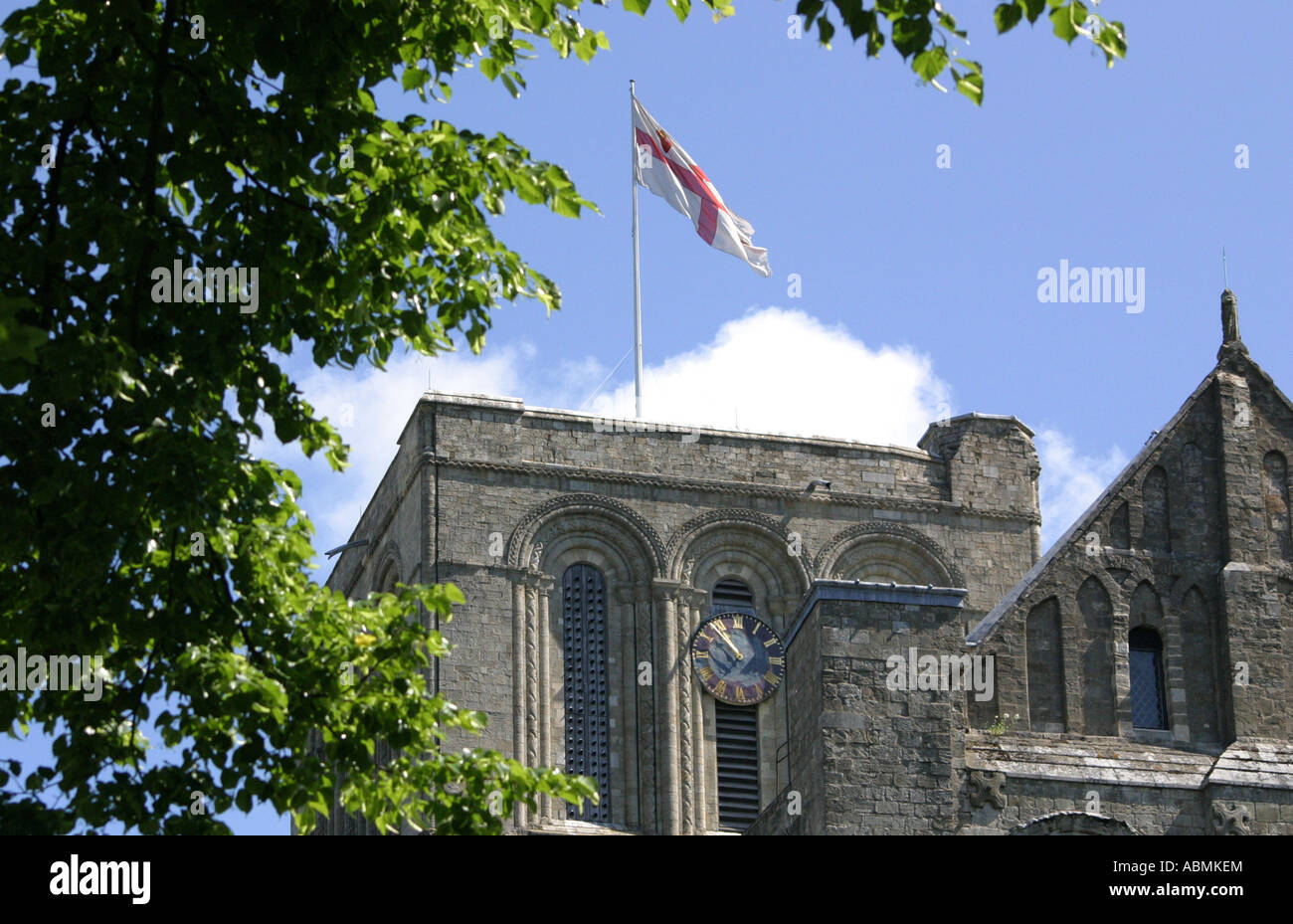 City of Winchester Cathedral, Hampshire, UK, flying the flag of St ...