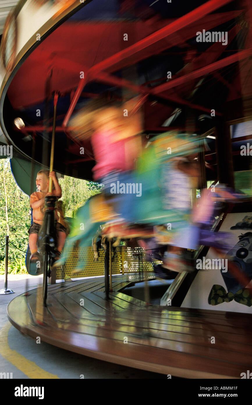 California, Oakland, Childrens Fairyland, Flecto Carousel Stock Photo ...