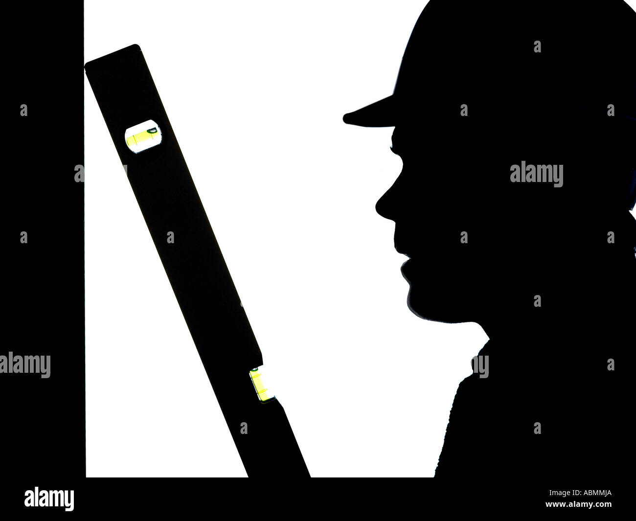 Silhouette of workman in hard hat hi-res stock photography and images ...