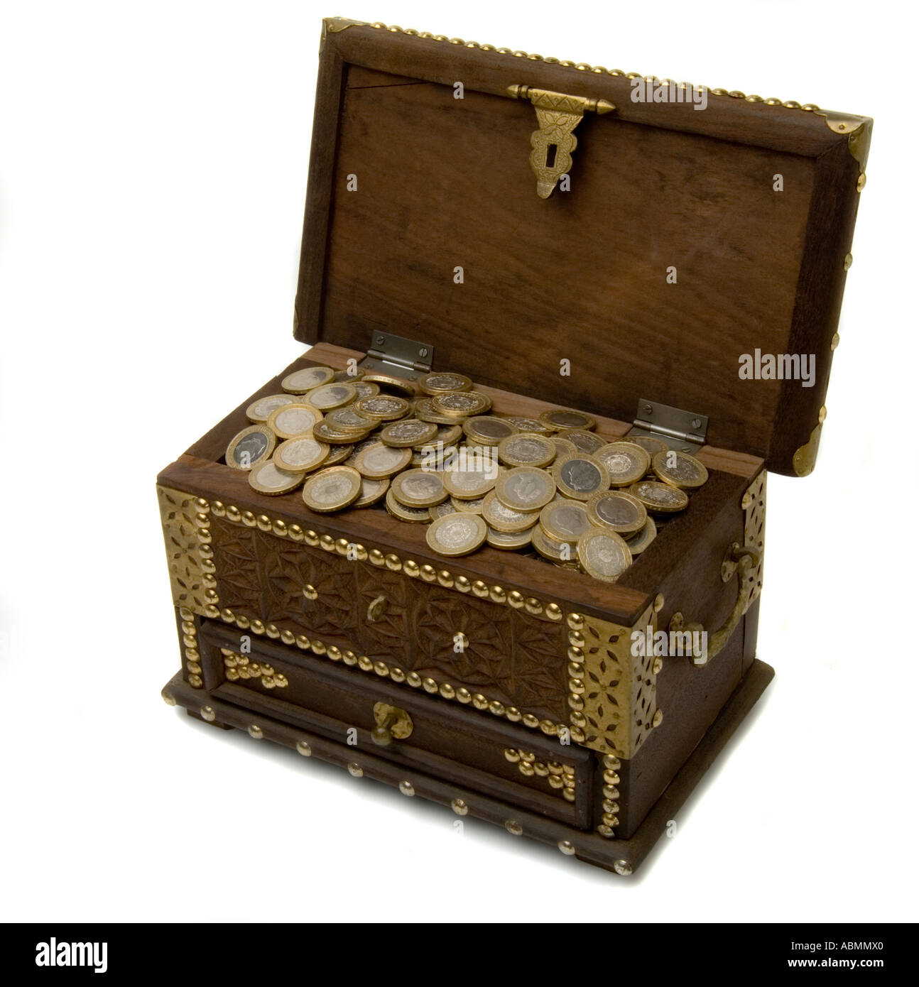 Treasure chest with pounds hi-res stock photography and images - Alamy