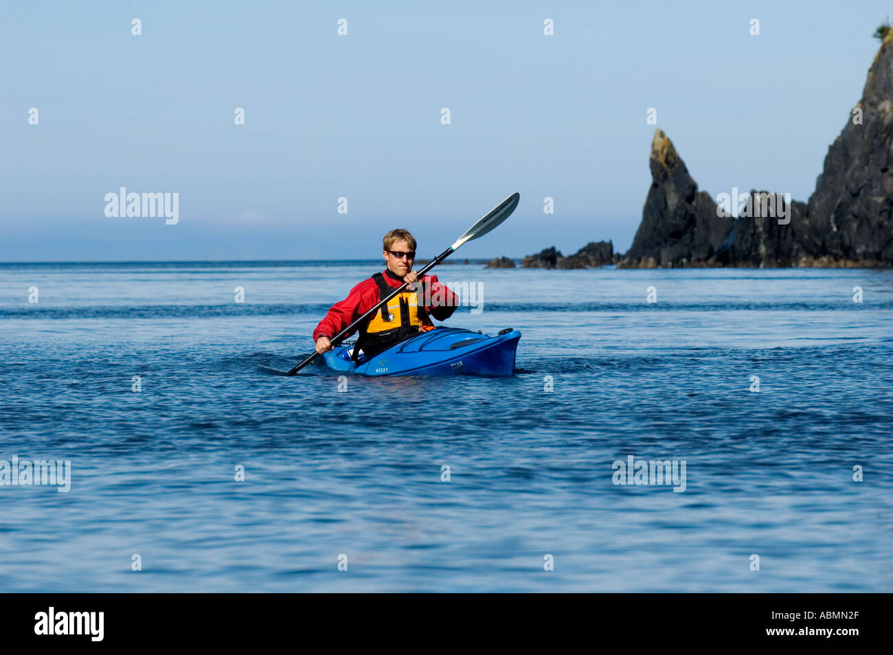 Alaska, Kodiak, Kayaking in Monashka Bay Stock Photo - Alamy