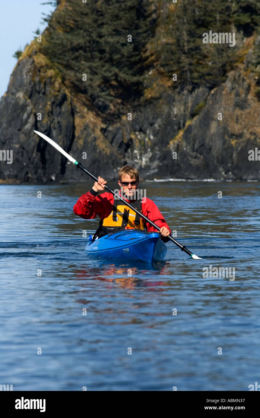 Alaska, Kodiak, Kayaking in Monashka Bay Stock Photo - Alamy