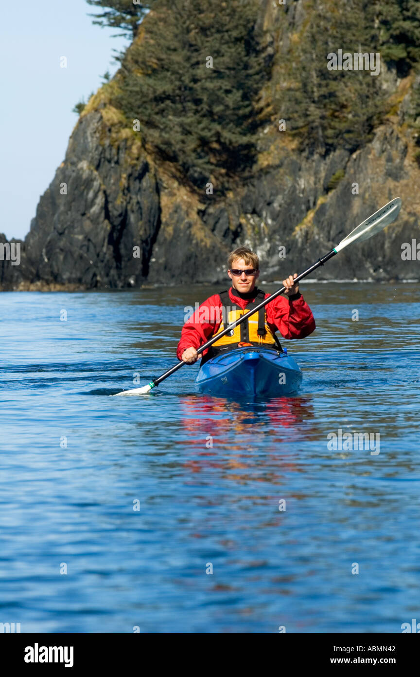 Alaska, Kodiak, Kayaking in Monashka Bay Stock Photo - Alamy