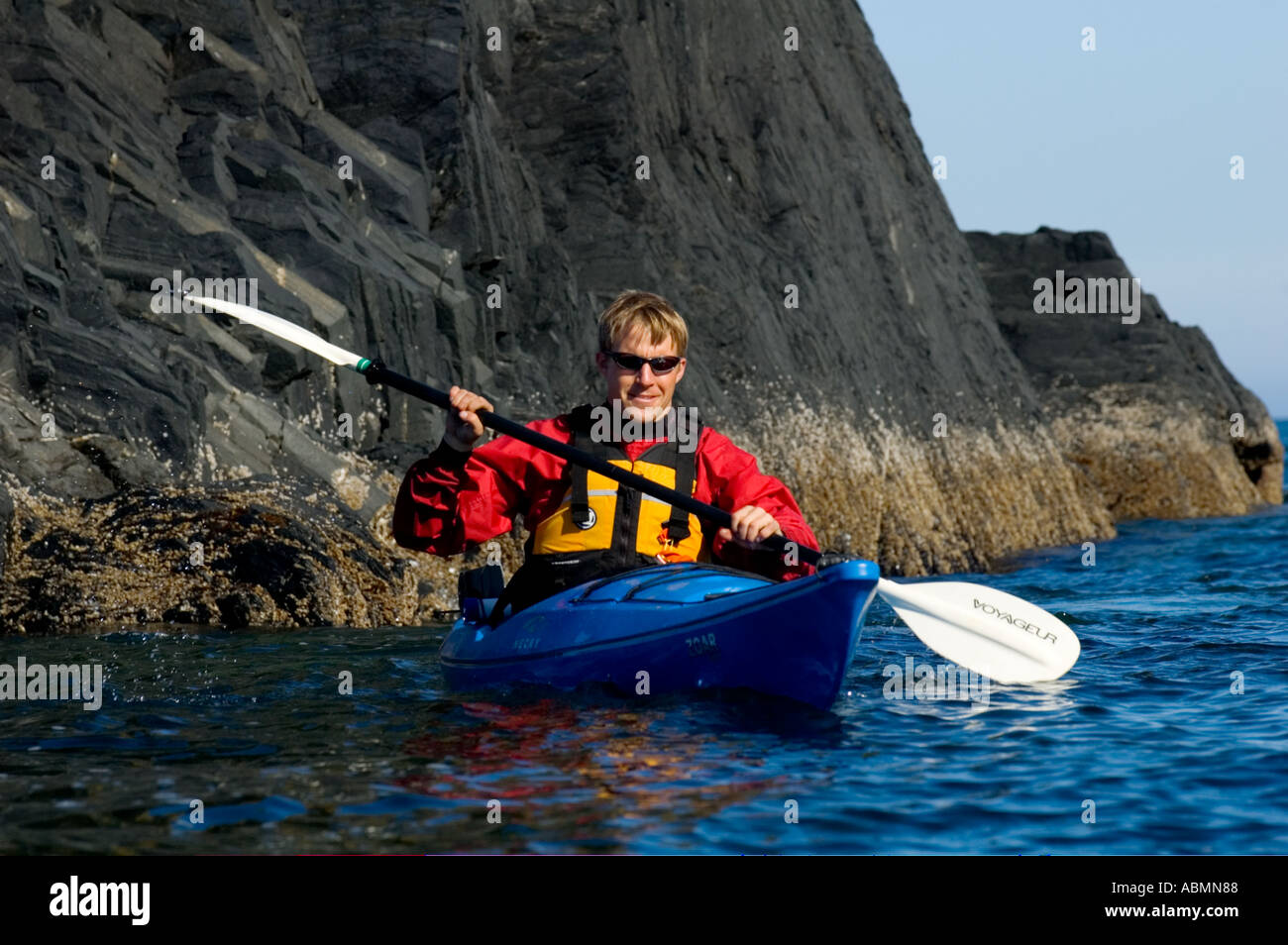 Alaska, Kodiak, Kayaking in Monashka Bay Stock Photo - Alamy