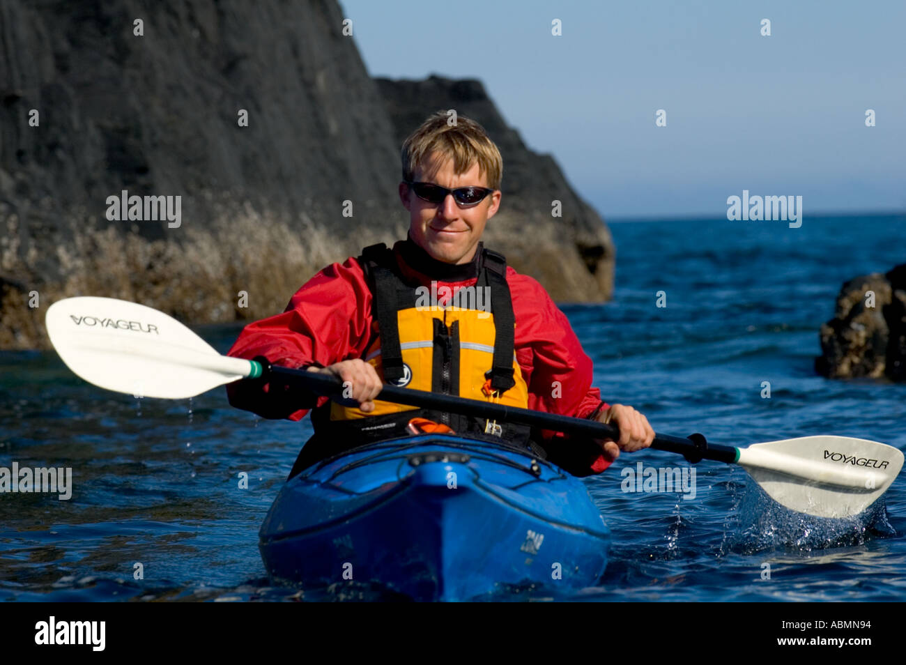 Alaska, Kodiak, Kayaking in Monashka Bay Stock Photo - Alamy