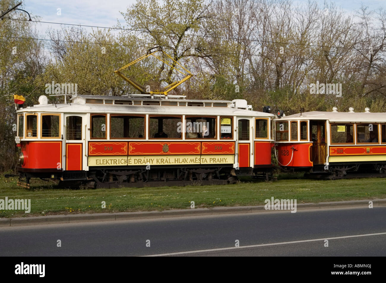 Old fashioned tram in Prague Stock Photo - Alamy
