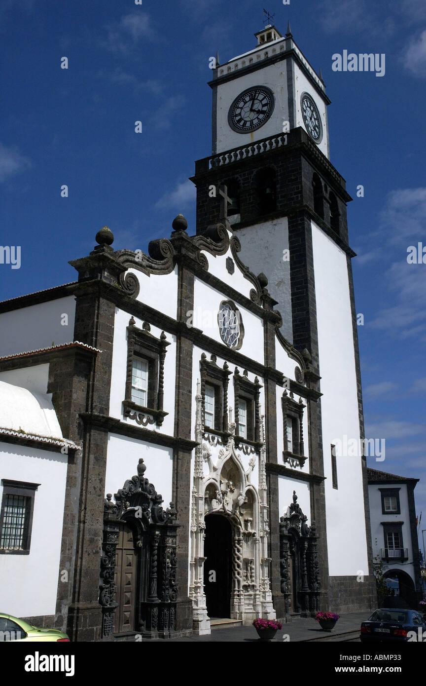 Baroque styled Sao Sebastian church the main church of Ponta Delgada ...