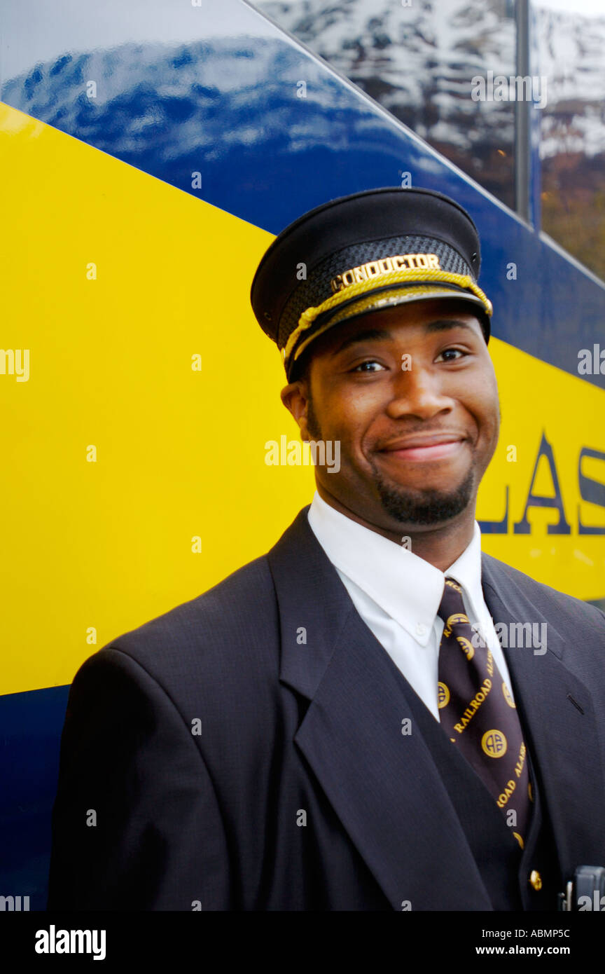 Alaska, Anchorage, Alaska Railway conductor Stock Photo - Alamy