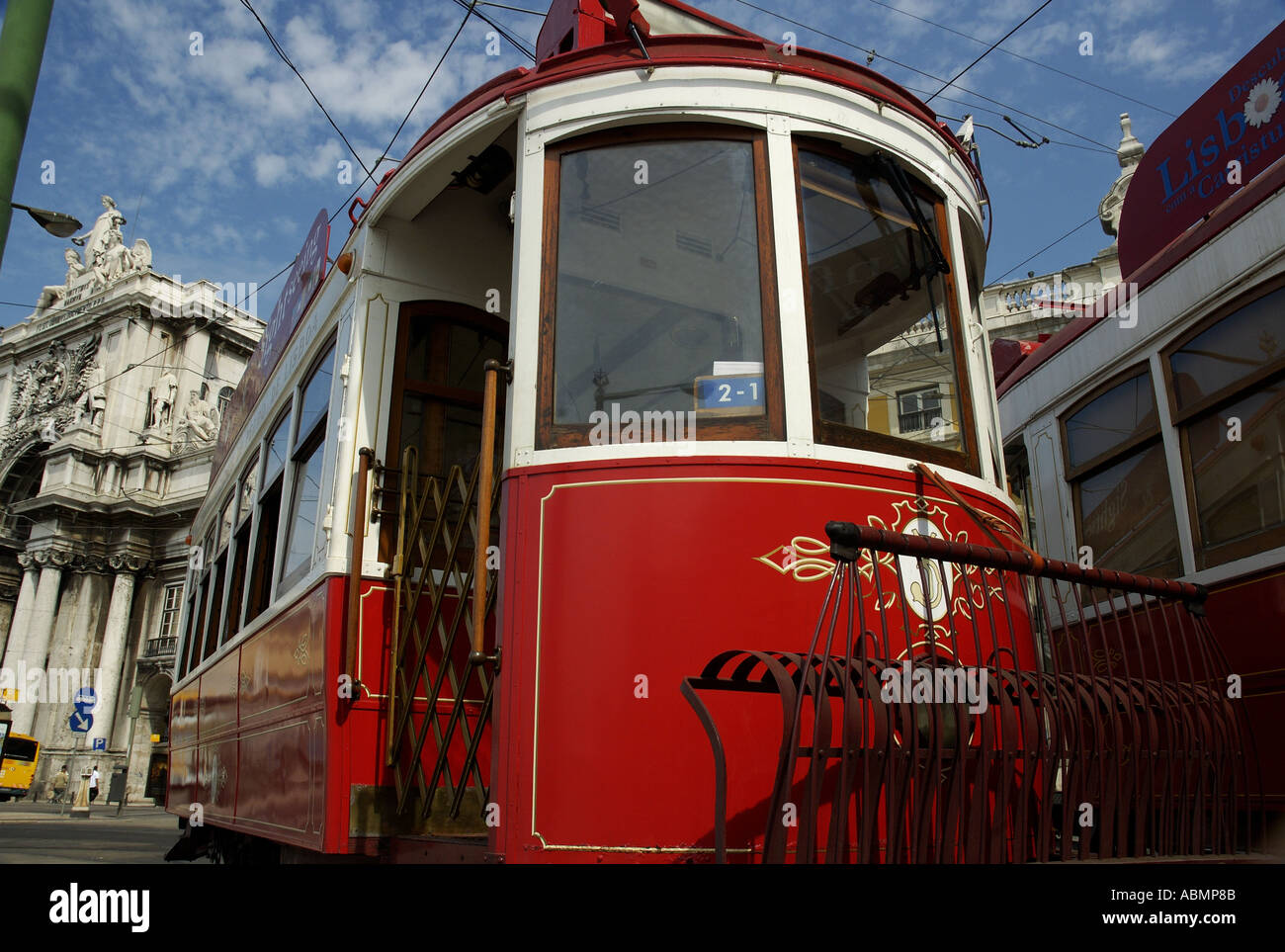 Red tram Lisbon Portugal Stock Photo - Alamy