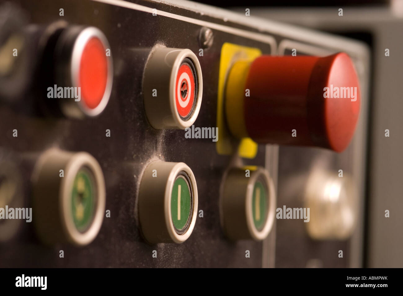 an old style printing press in a printing room operation buttons Stock ...