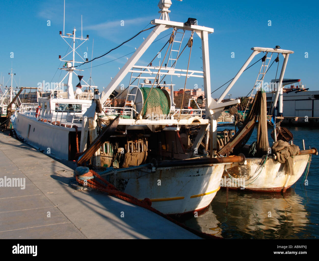 fishing boats in Fregene Italy Stock Photo - Alamy