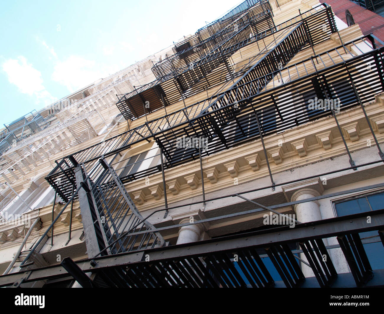 fire escapes on buildings in SoHo Manhattan New York Stock Photo - Alamy