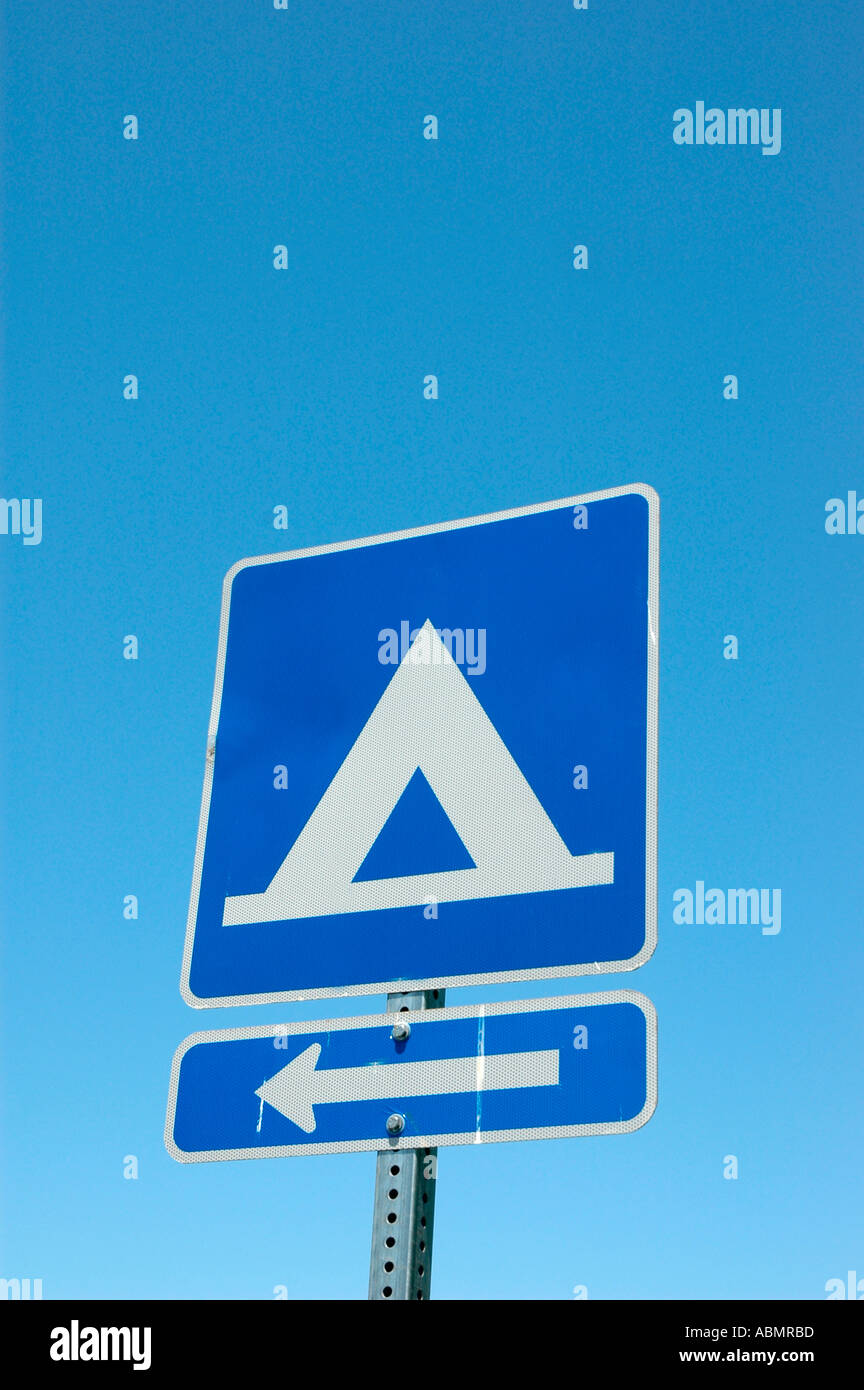 Tent Camping Sign on Highway for travelers and vacation of drivers and ...