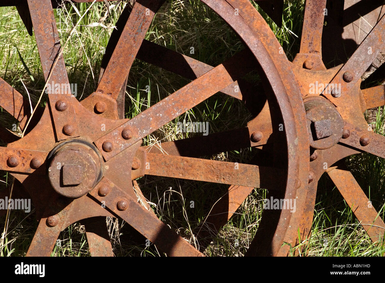 Rusted steel wheels in the Sukanen Pioneer Village Stock Photo - Alamy