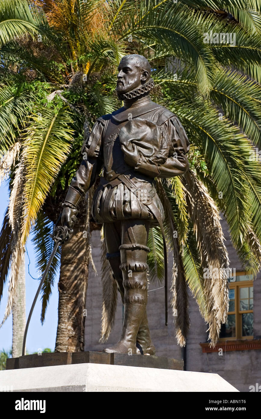 The statue of Pedro Menendez de Aviles Spanish explorer and ...