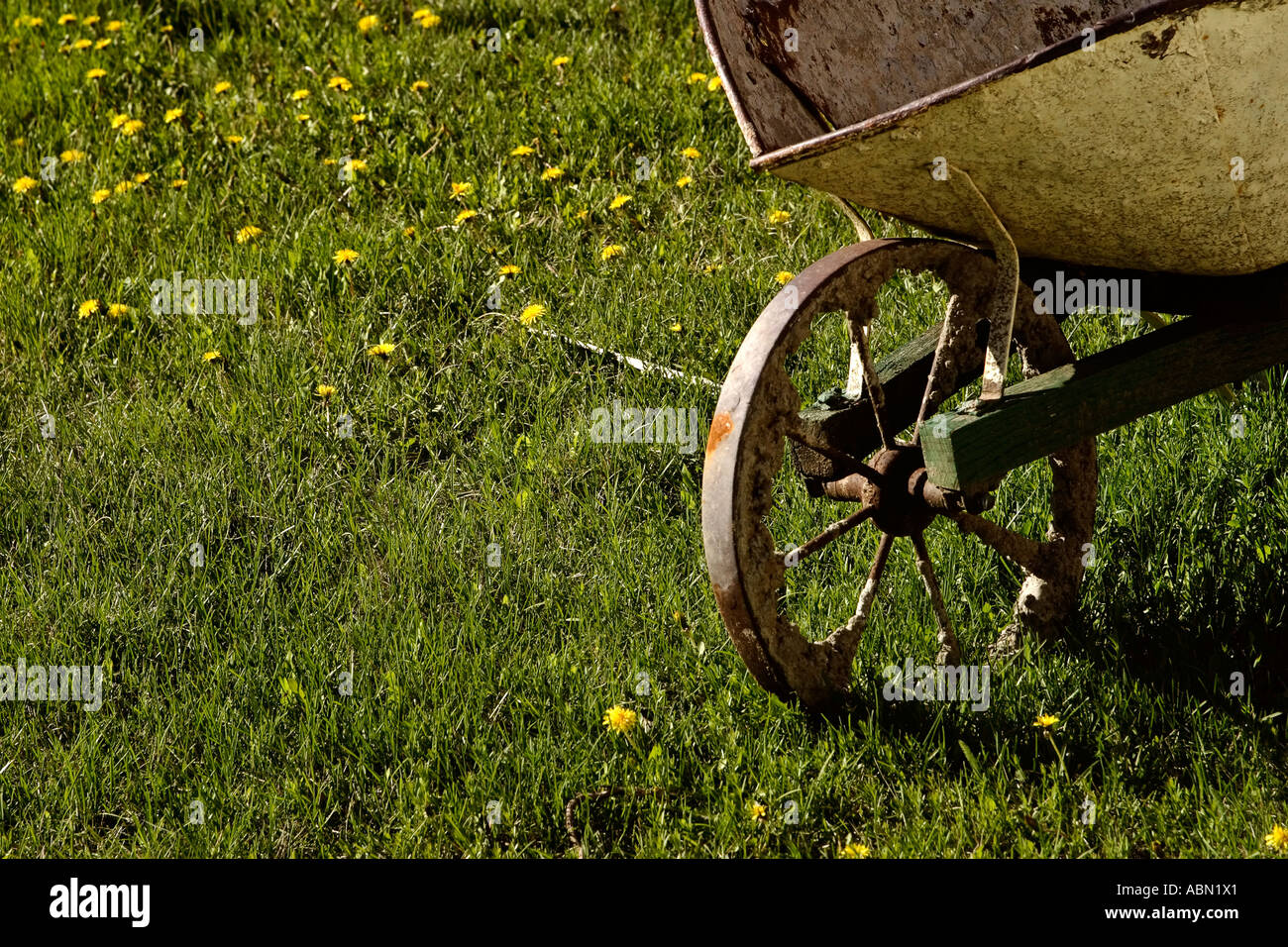 An old wheel barrow in the Sukanen Pioneer Village south of Moose Jaw ...