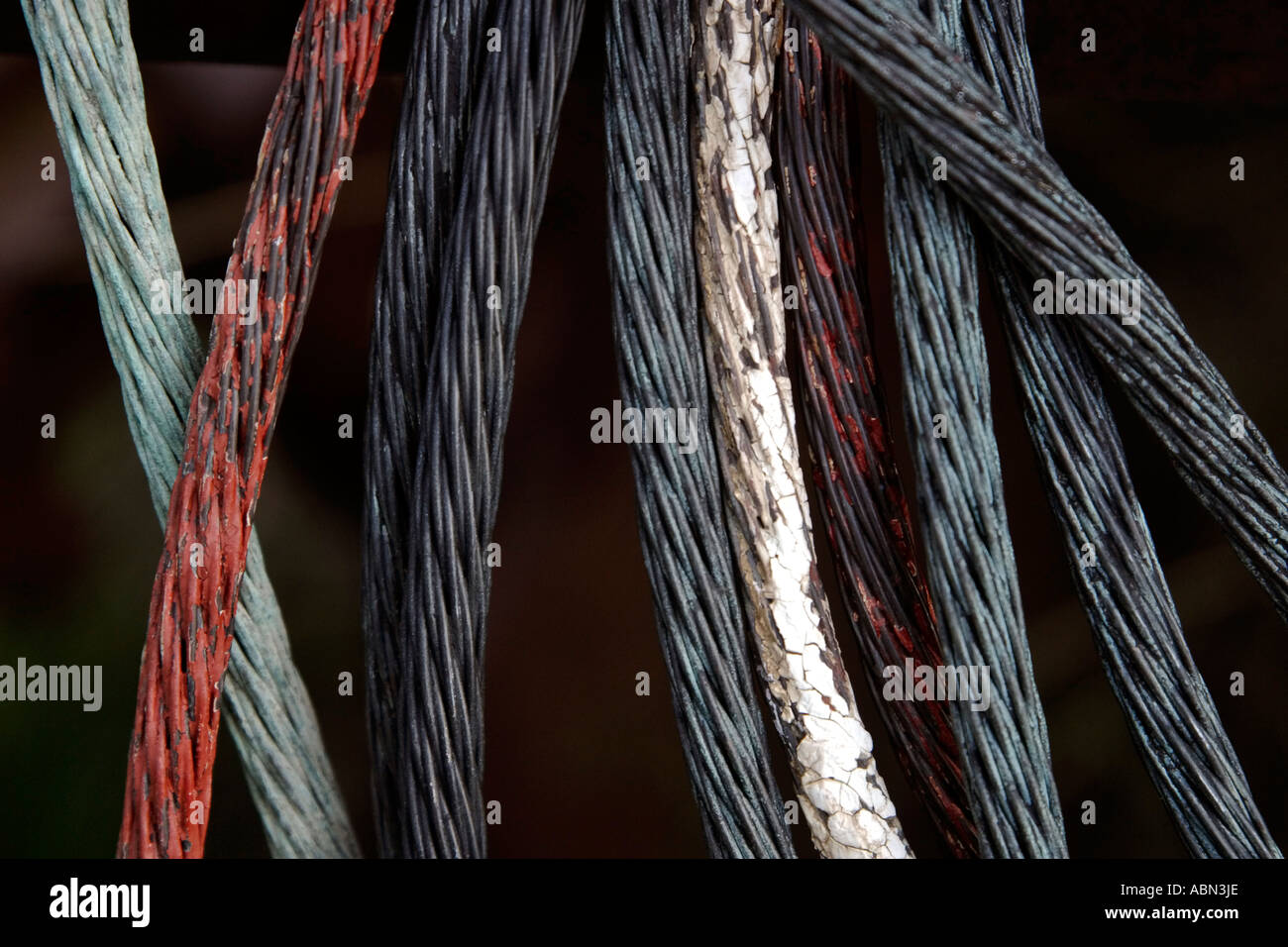 Painted towing cables in the Sukanen Pioneer Village Stock Photo - Alamy