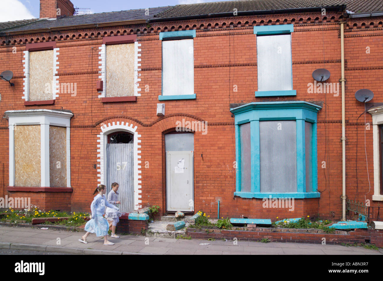 Boarded up houses Venmore Street Anfield Liverpool Merseyside England ...