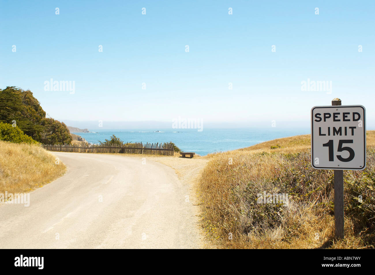 Speed Limit Sign, Mendocino Coast, California, USA Stock Photo - Alamy