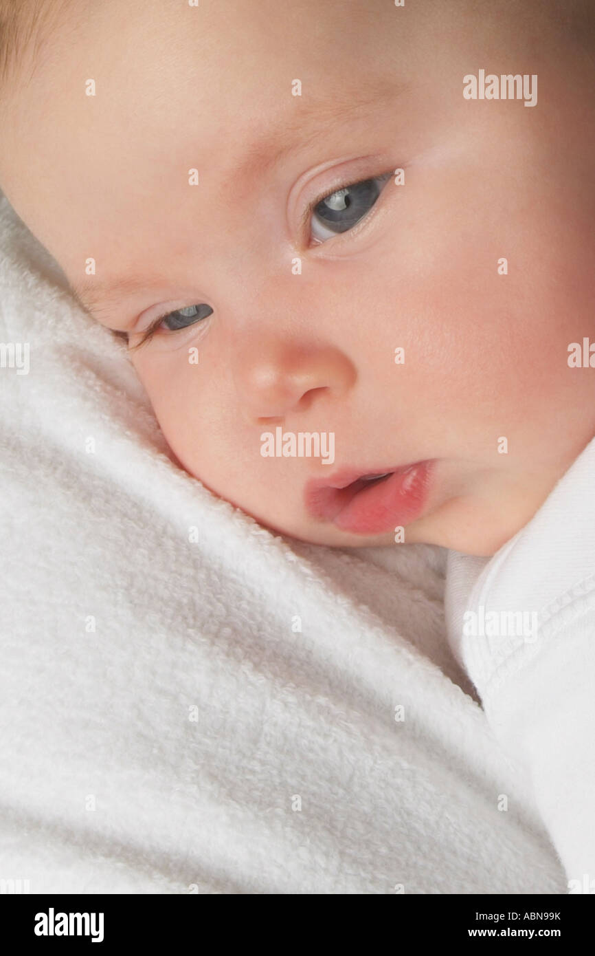Portrait of Sleepy Baby Stock Photo - Alamy
