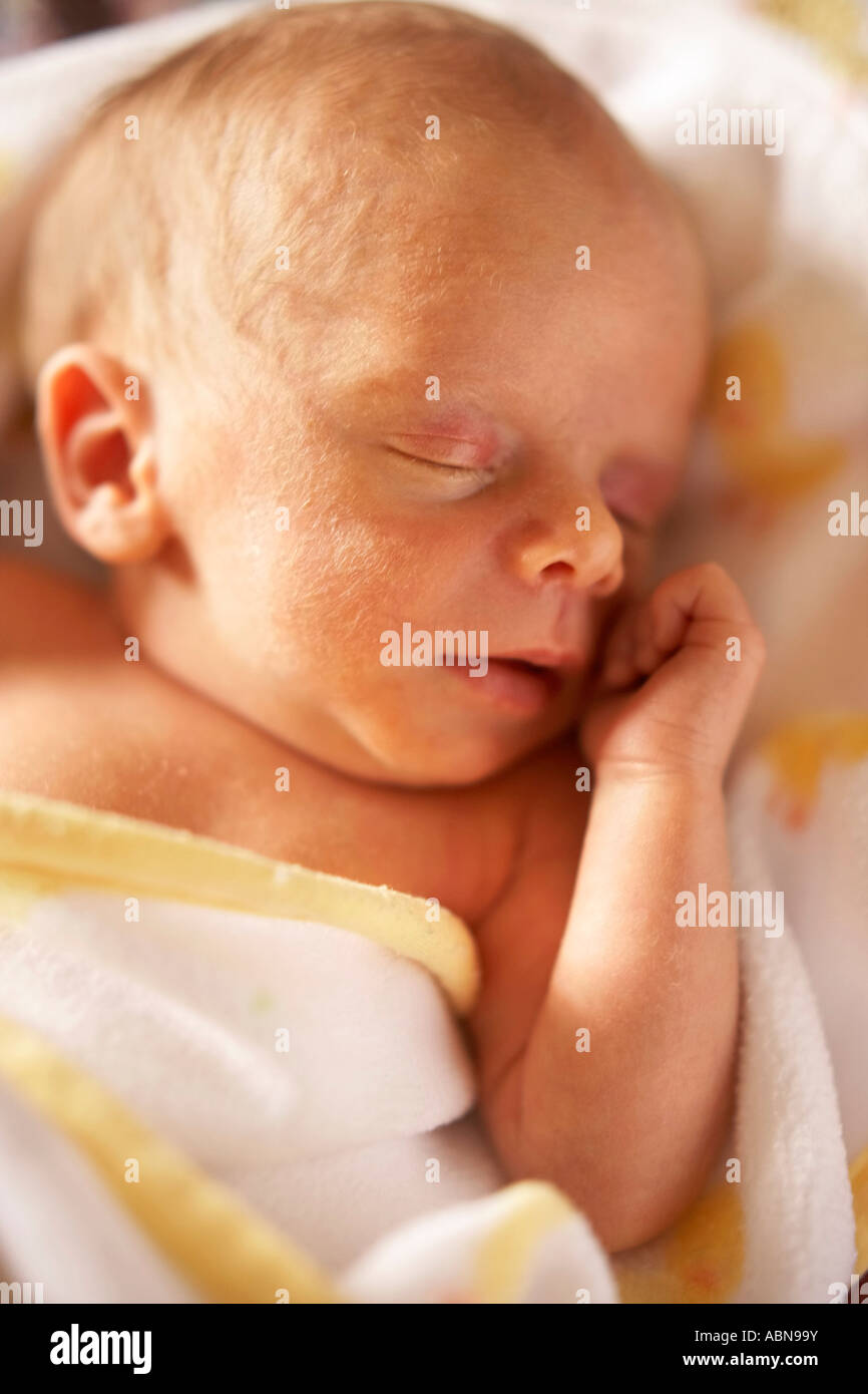Portrait of Sleeping Newborn Baby Stock Photo - Alamy