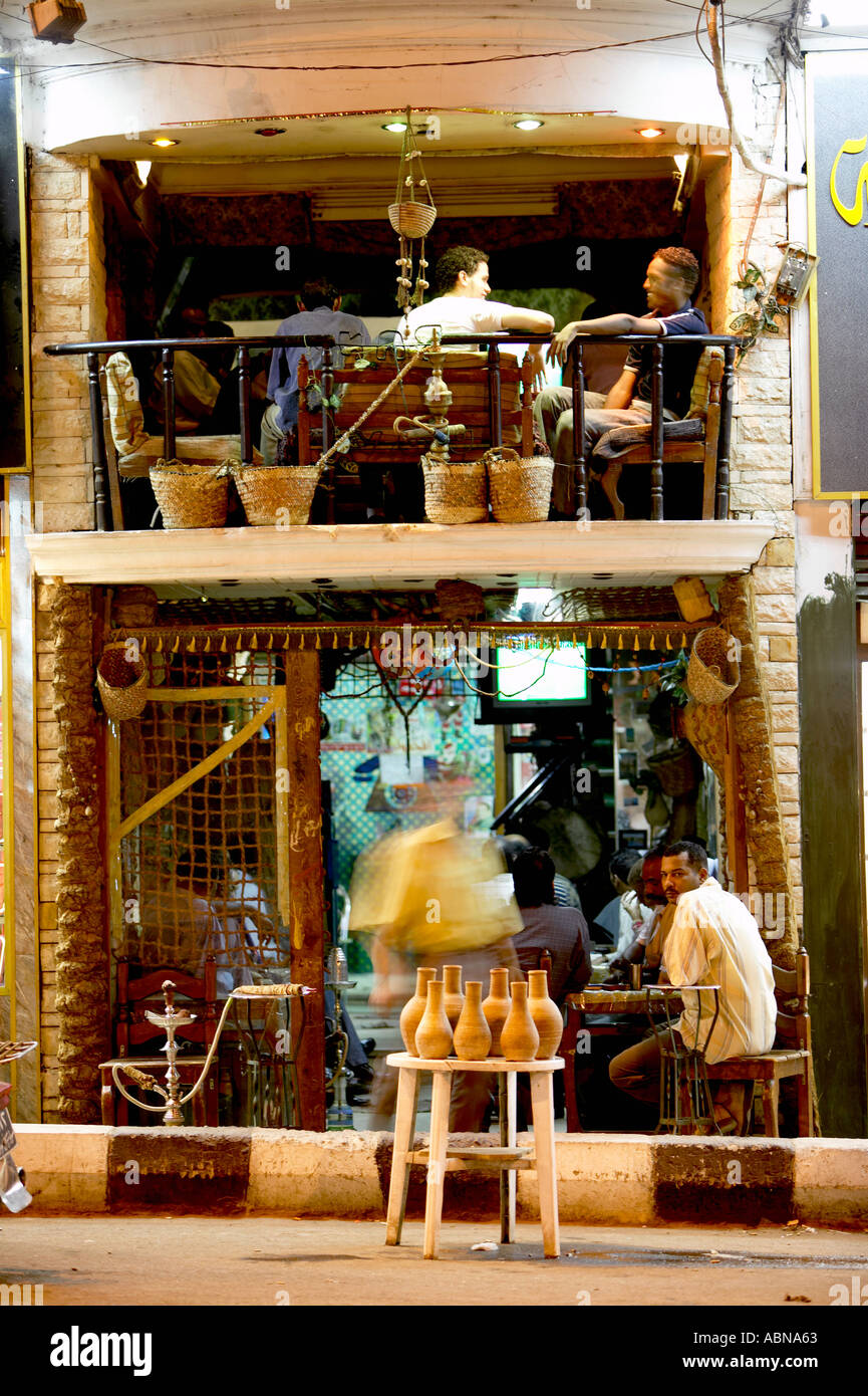 Smoking shisha Night market area Aswan Egypt Stock Photo - Alamy