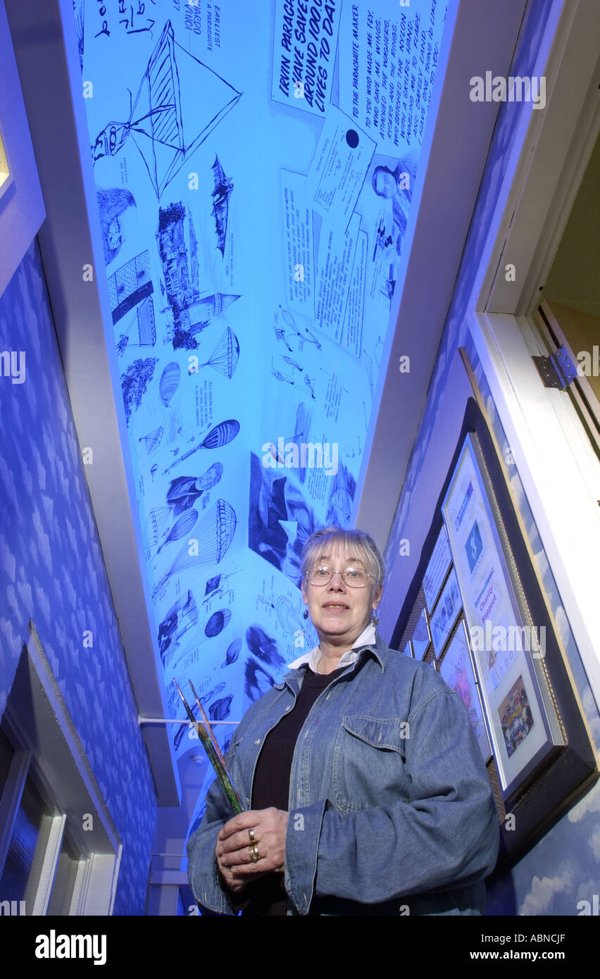 Artist Rose Rose with her ceiling at the old Irvin parachute factory in ...